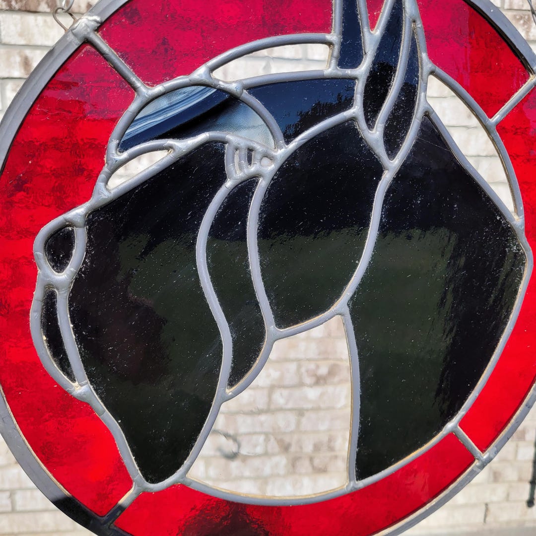 Stained Glass Schnauzer Window Hanging | Leaded Glass Iron | Red and ...