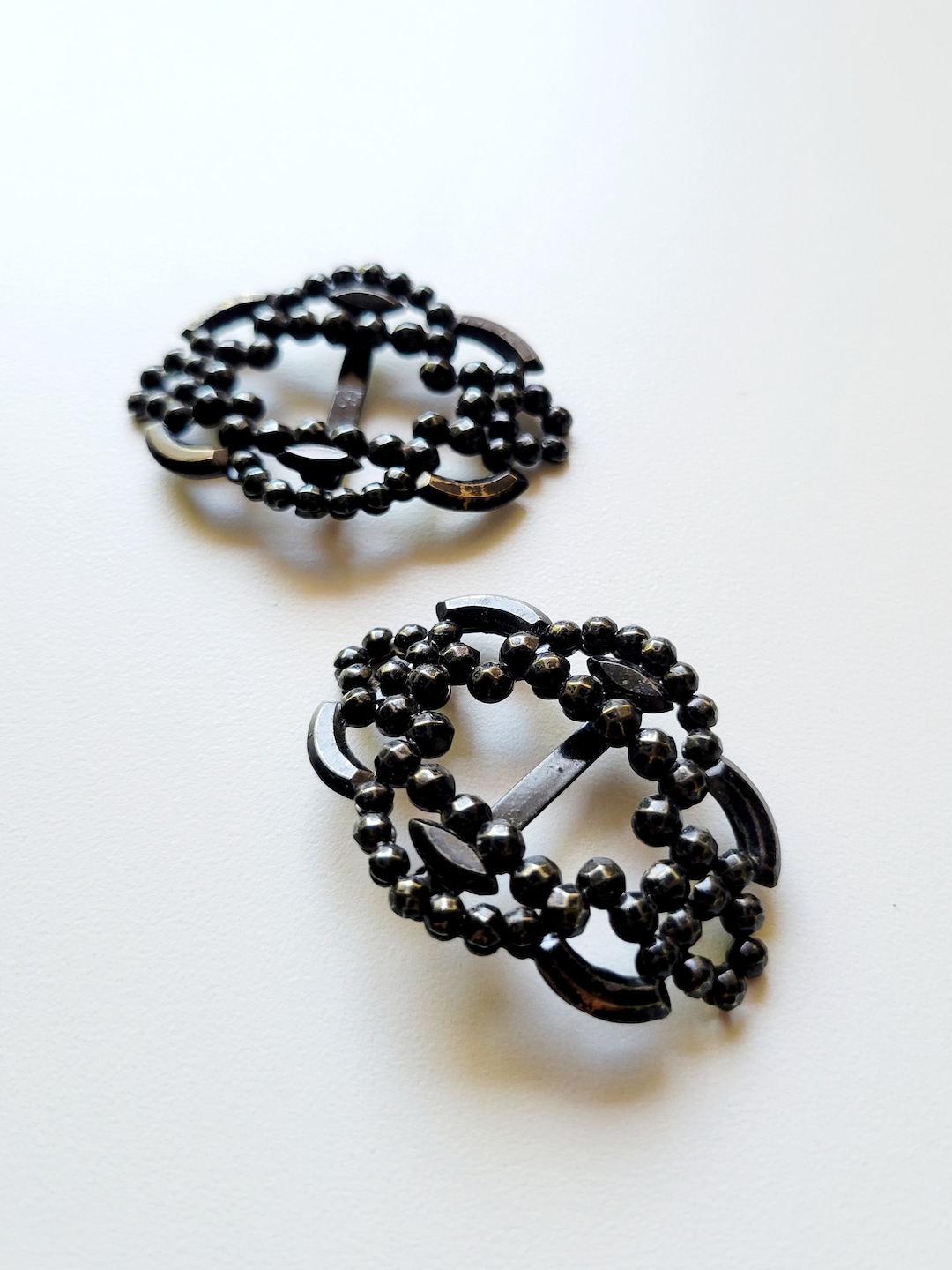 Victorian Cut Steel Shoe Buckles Black Enamel Antique Gothic Goth ...