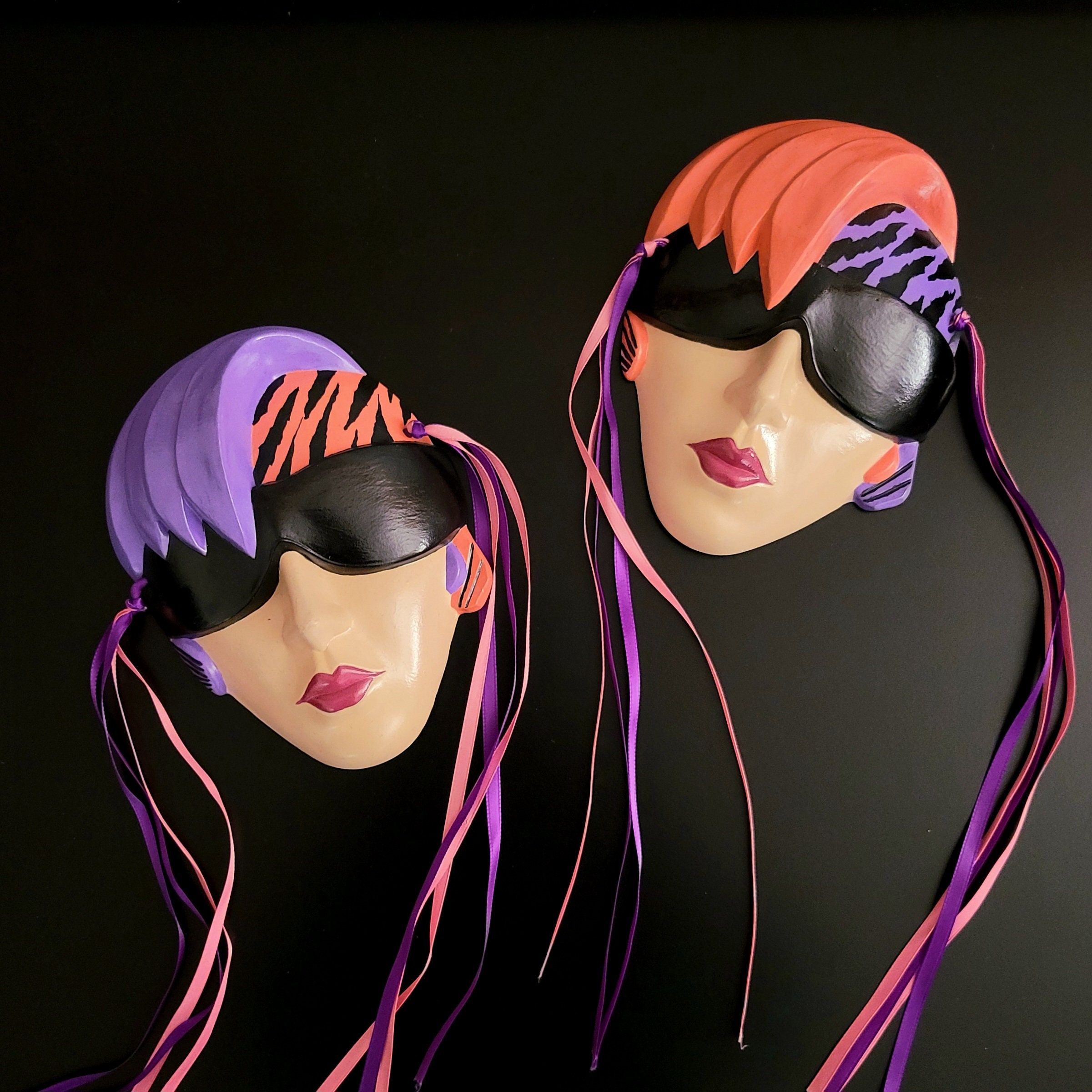 80s Vintage Cyberpunk Clay Art Mask Twins in Sunglasses Signed Hand ...