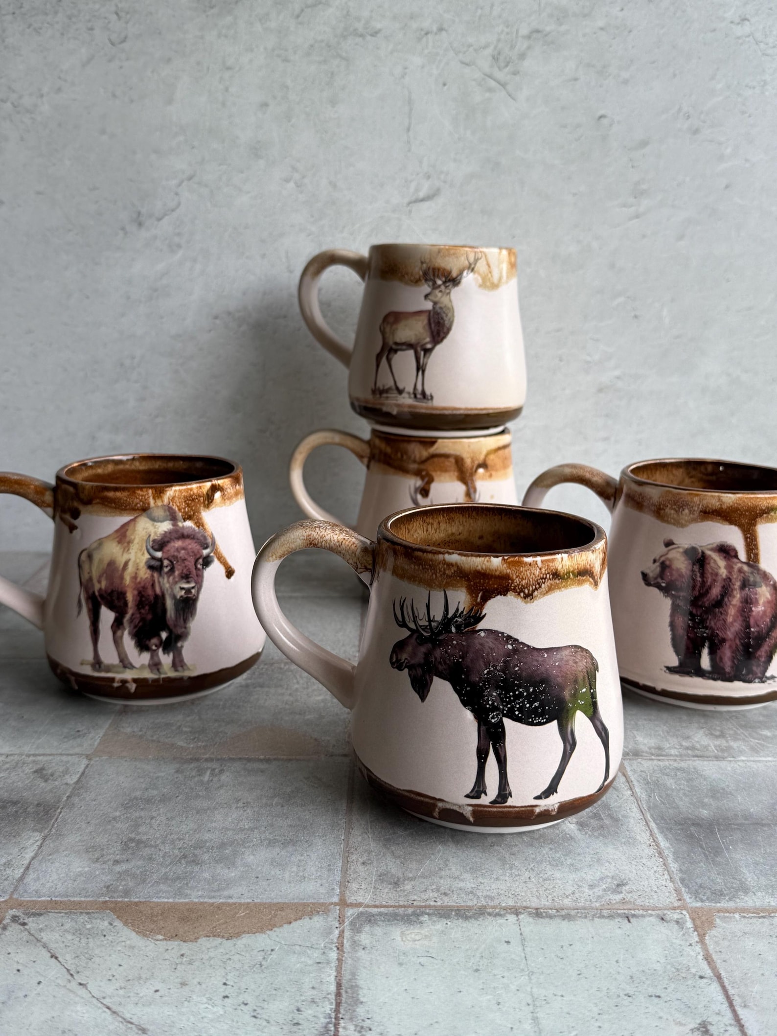 Handmade Ceramic Wildlife Mug - Bison Moose Bear Deer Elk Pottery ...