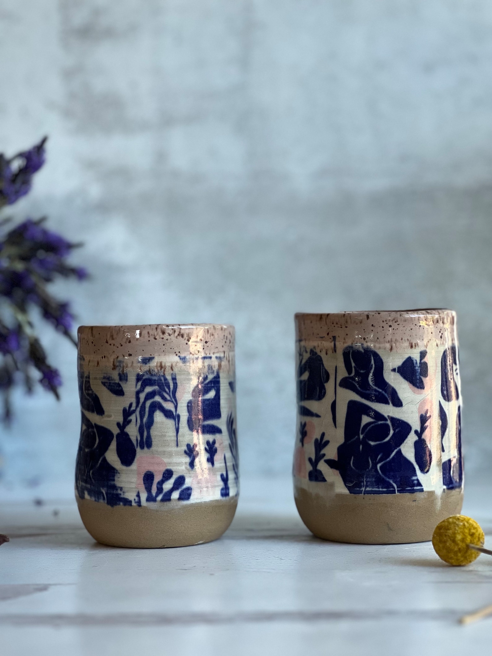 Set of Two Ceramic Cups, Matisse Inspired Dancing Ladies, Ceramic Wine ...