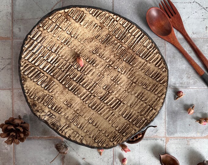 Ceramic Serving Dish, Rustic Farm Style Platter, Coffee Table Tray - Etsy
