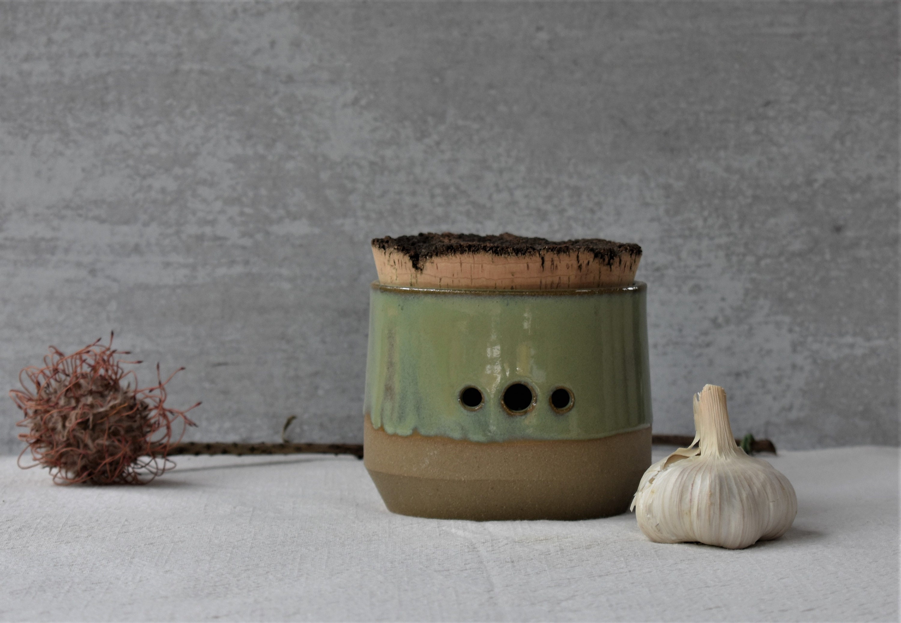 Rustic Garlic Keeper Ceramic Garlic Jar Homespun Pottery | Etsy