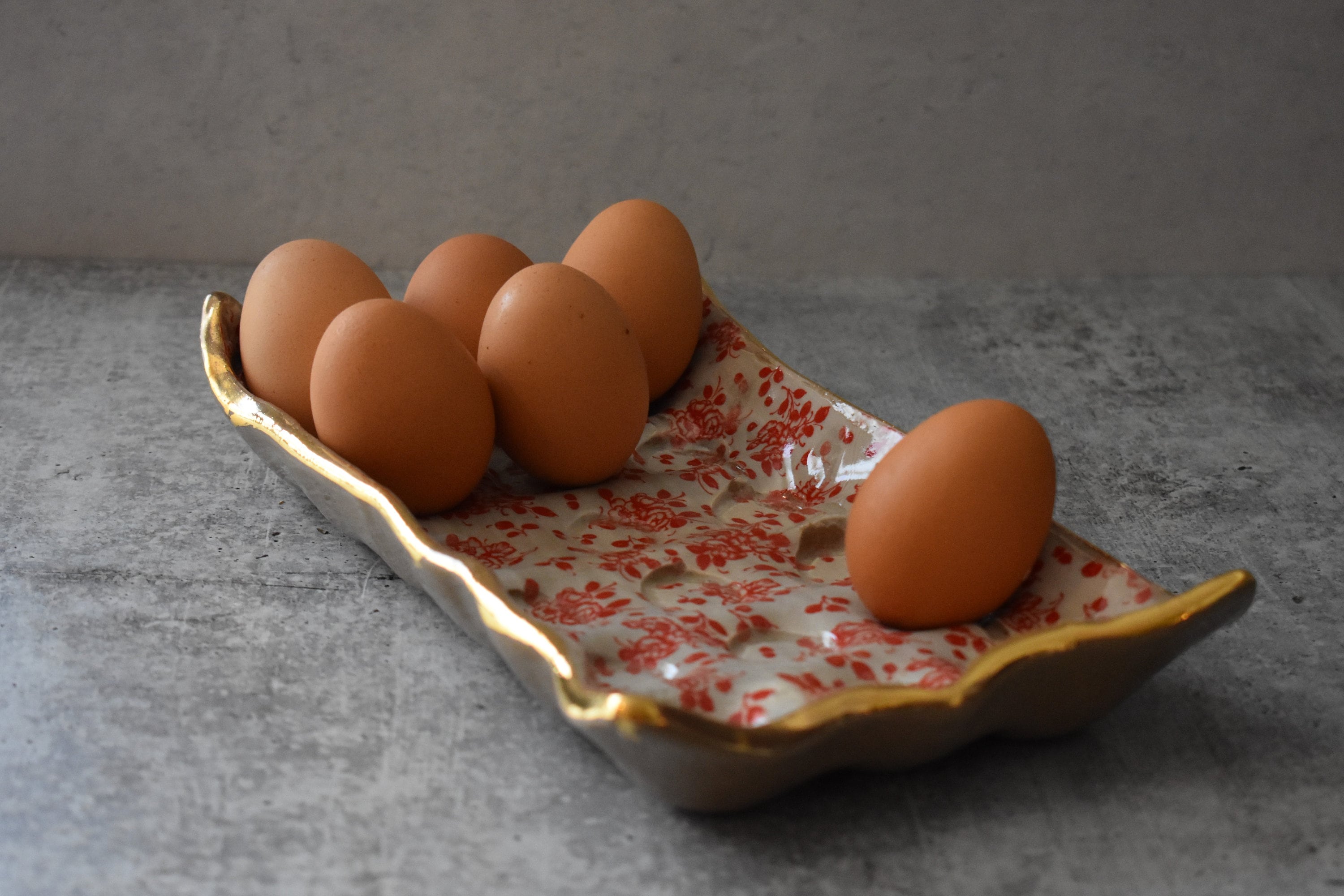 Red and Gold Ceramic Egg Tray Egg Crate Handmade Pottery | Etsy