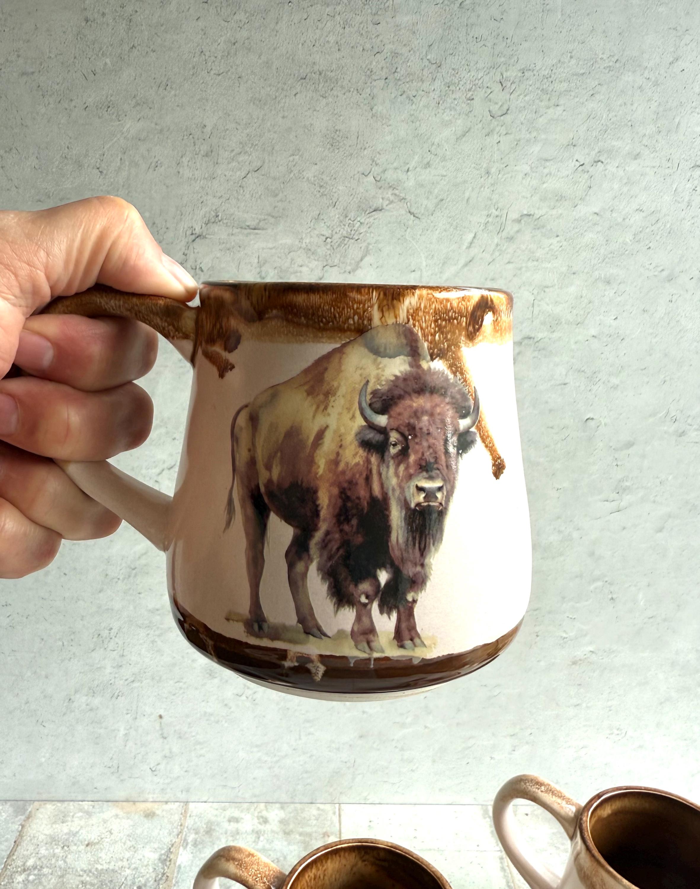 Handmade Ceramic Wildlife Mug - Bison Moose Bear Deer Elk Pottery ...