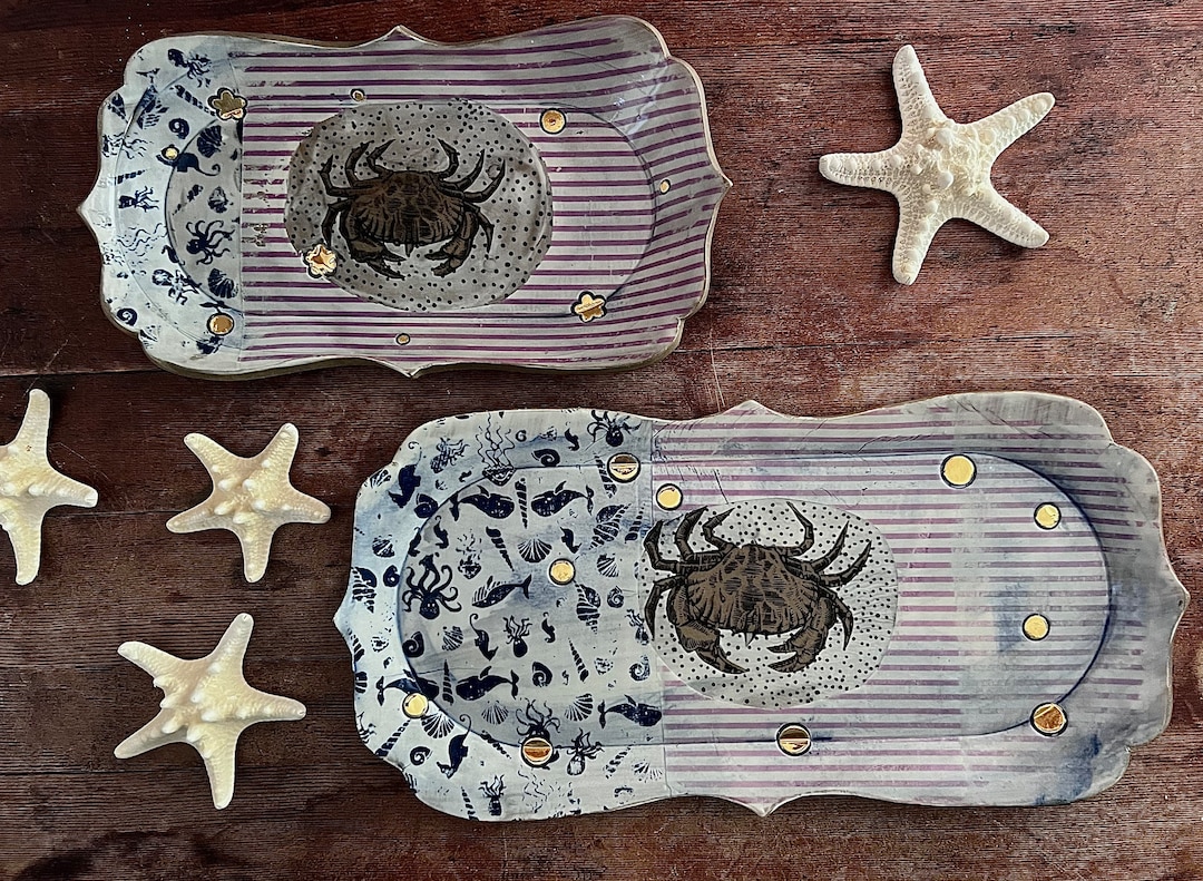 Handmade Ceramic Serving Platter, Crab Serving Dish, Wedding Gift ...