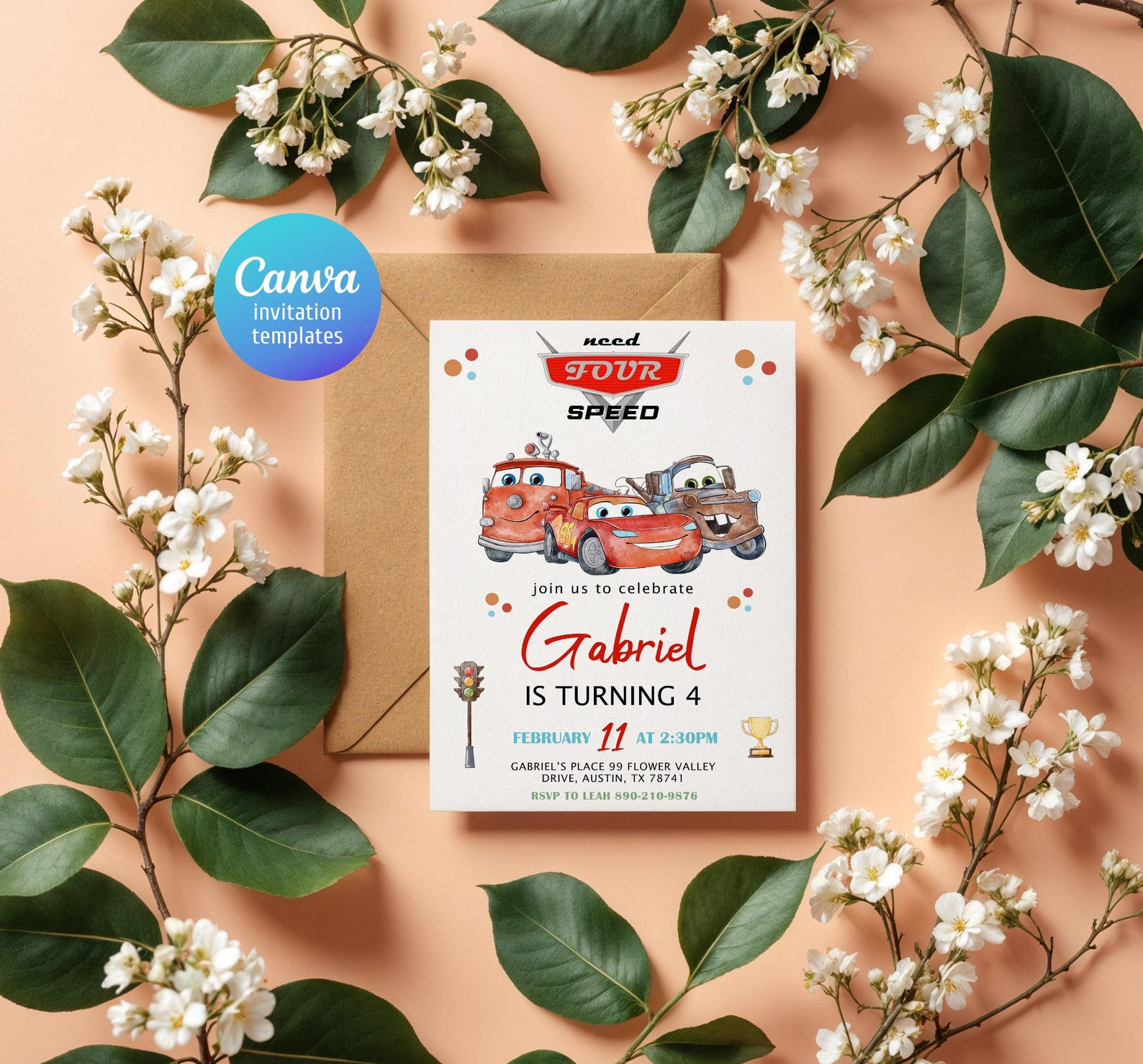 Printable Cars Invitation, Lightning Mcqueen Invite, Birthday Party ...