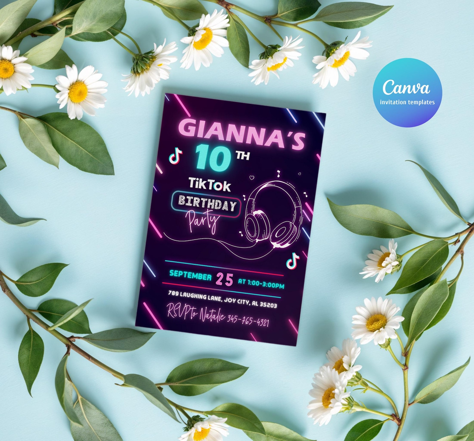Tiktok Birthday Invitation, Tik Tok Invite, Printable Editable Tiktok ...