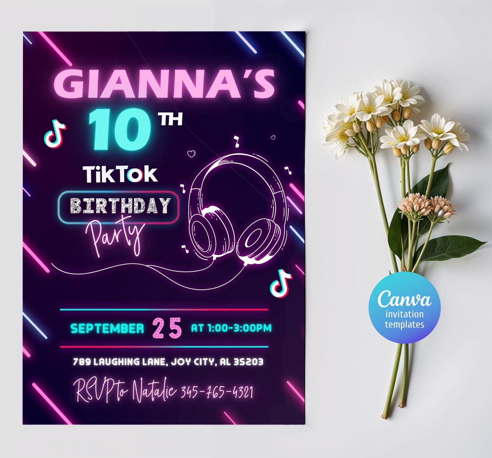 Tiktok Birthday Invitation, Tik Tok Invite, Printable Editable Tiktok ...