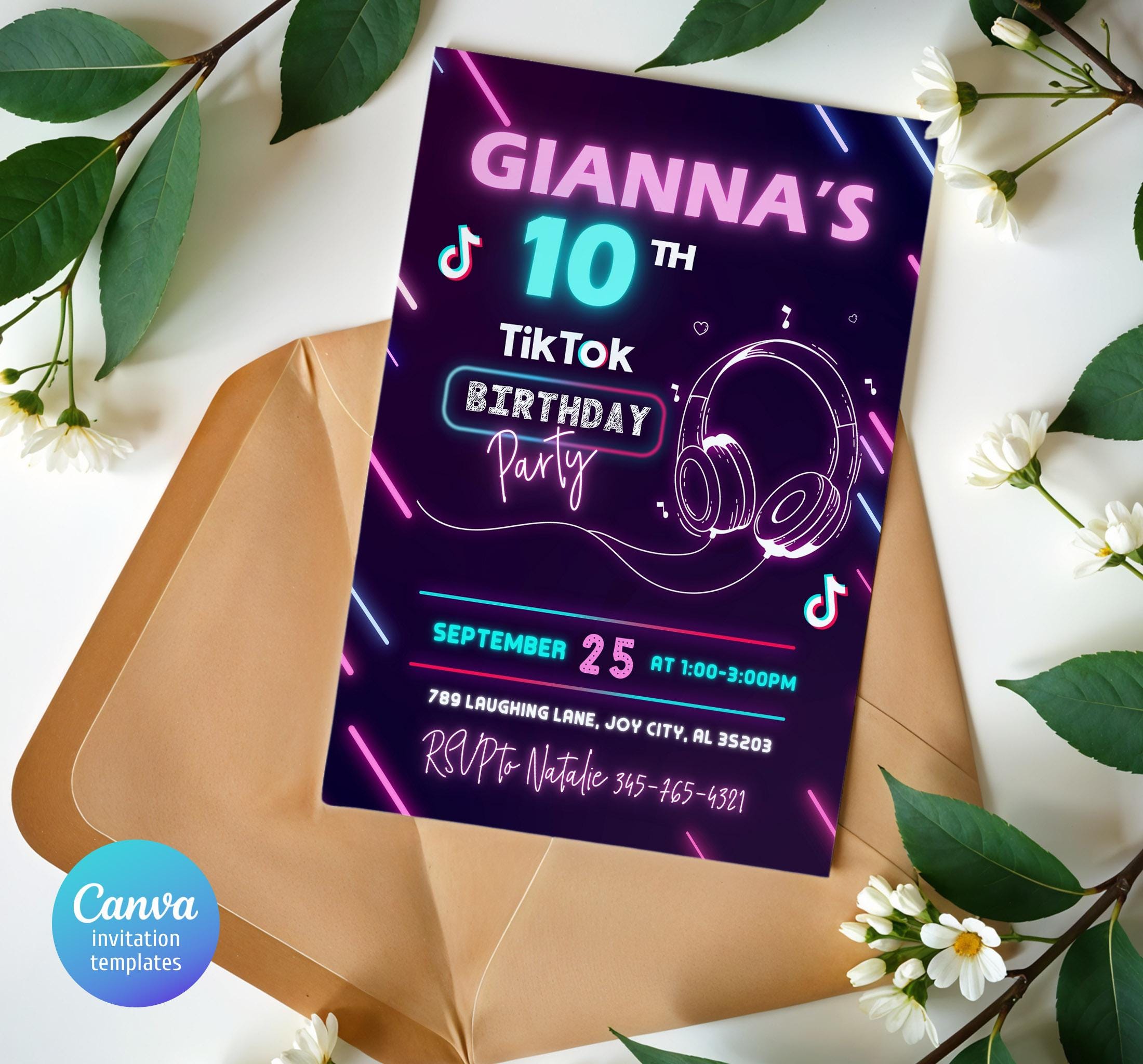 Tiktok Birthday Invitation, Tik Tok Invite, Printable Editable Tiktok ...