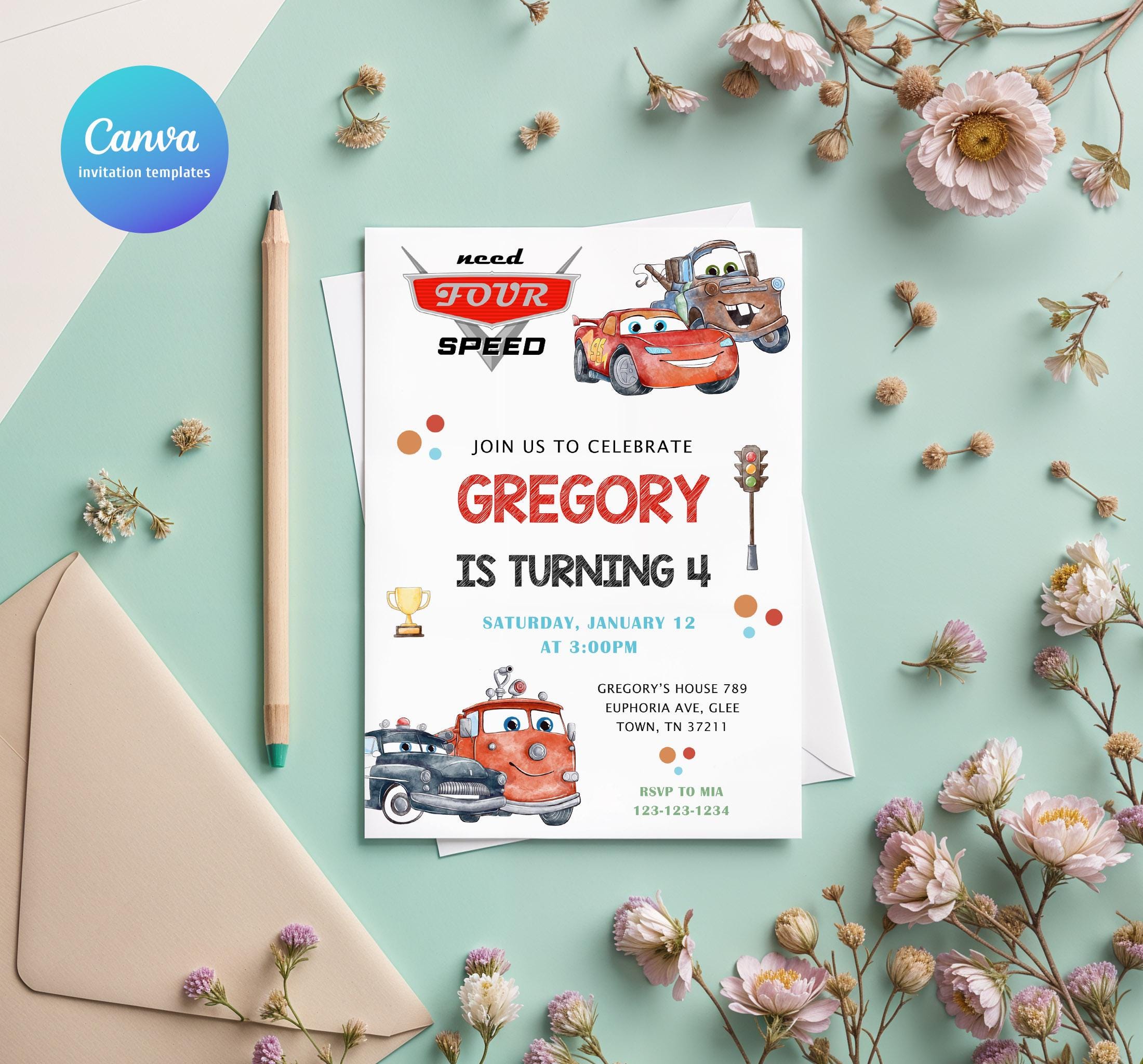 Printable Cars Invitation, Lightning Mcqueen Invite, Birthday Party ...