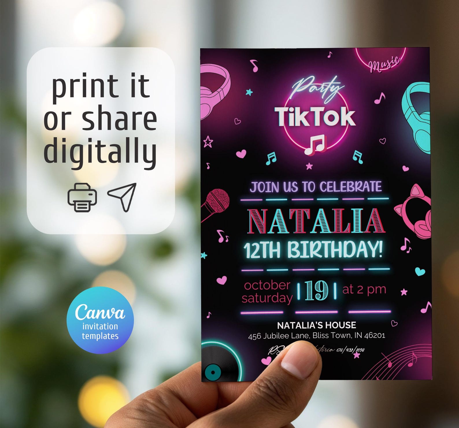 Tiktok Birthday Invitation, Tik Tok Invite, Printable Editable Tiktok ...