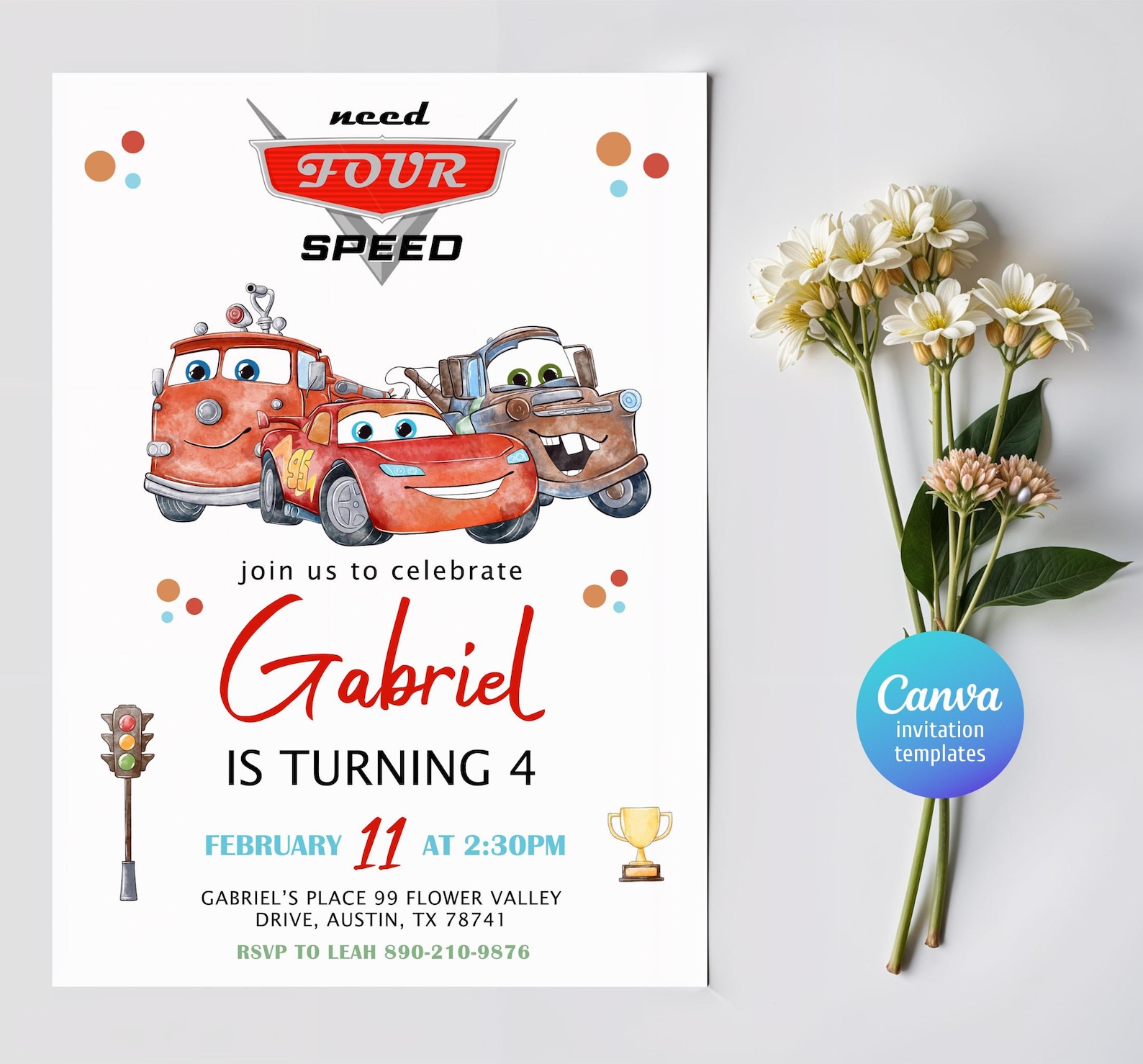 Printable Cars Invitation, Lightning Mcqueen Invite, Birthday Party ...