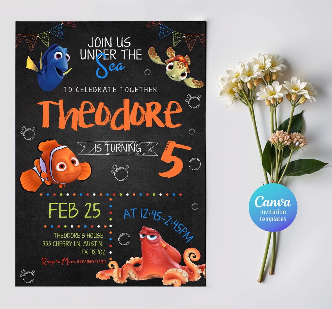 Printable Boy Birthday Invitation Nemo Birthday Invite Editable ...