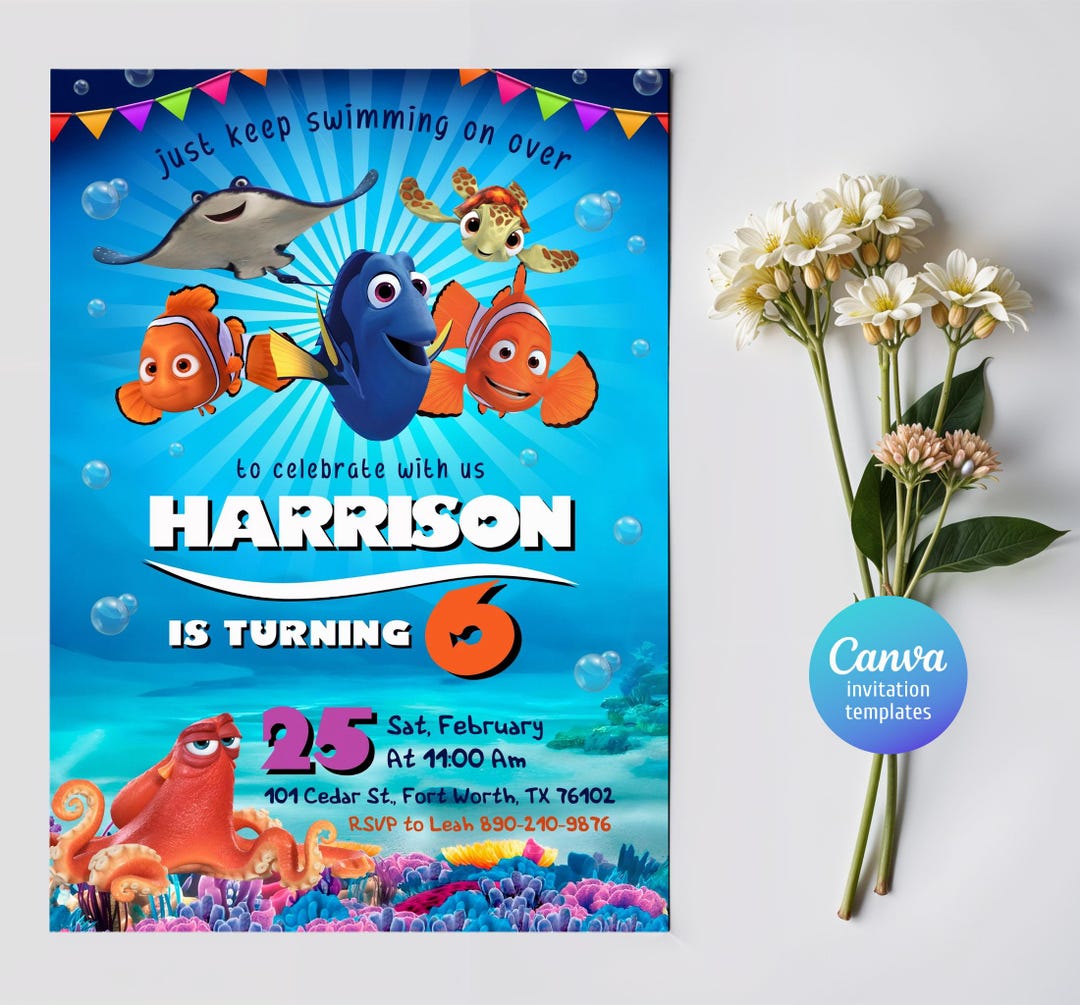 Printable Boy Birthday Invitation | Nemo Birthday Invite | Editable ...