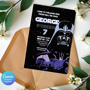 Printable Birthday Invitation, Star Invite, Wars Invitation, Darth ...