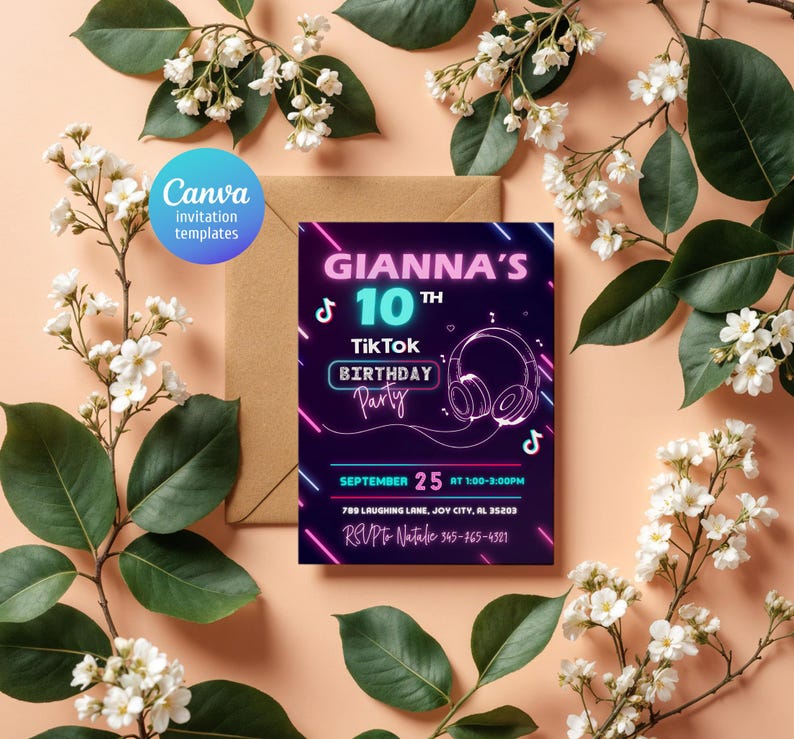 Tiktok Birthday Invitation, Tik Tok Invite, Printable Editable Tiktok ...