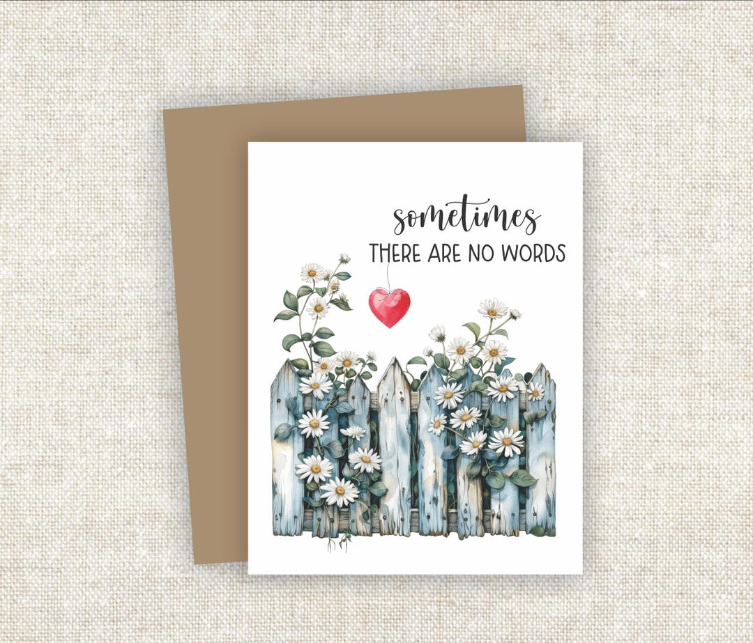 Daisy Sympathy Card: Rustic Fence, Red Heart (A2 Folded Note Card) - Etsy