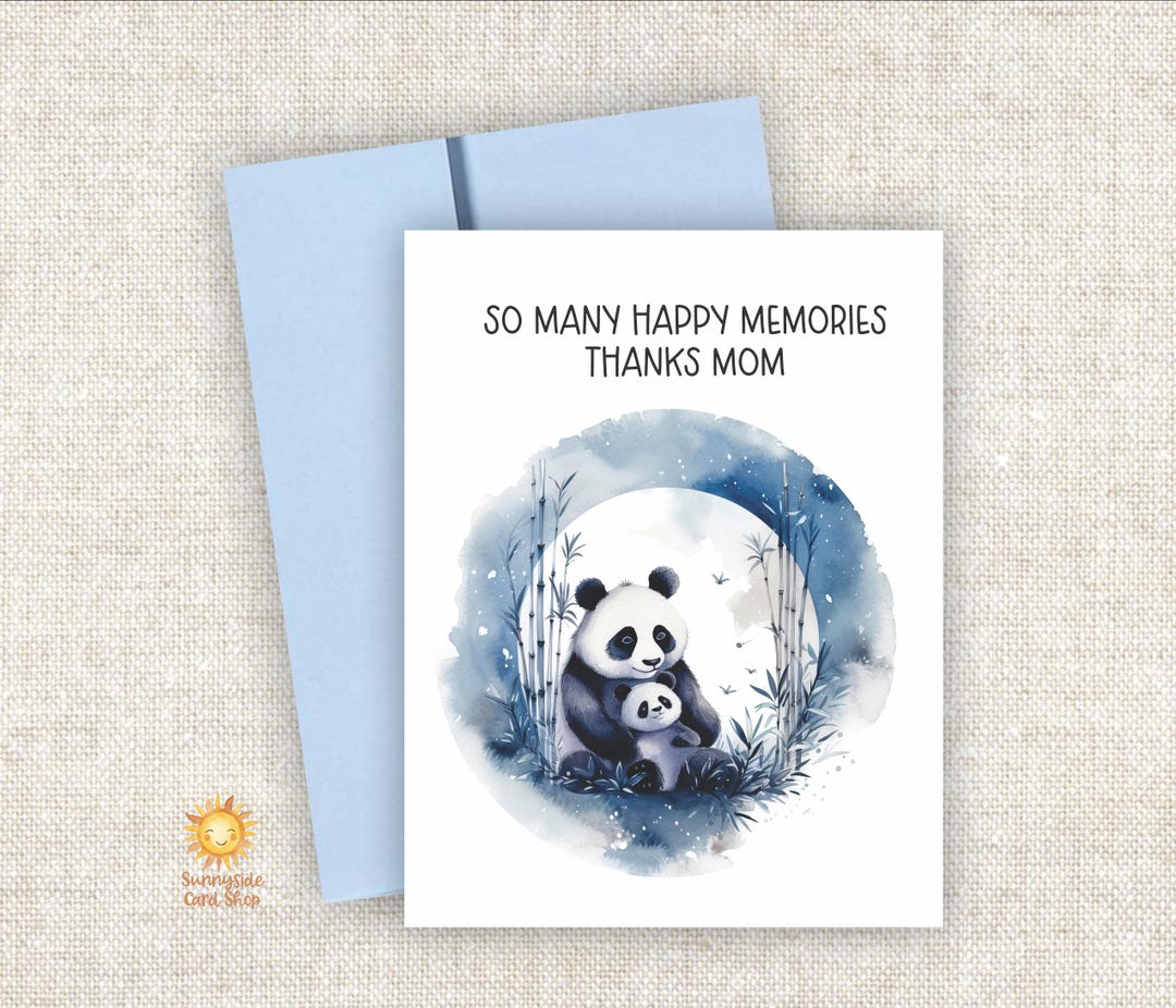 Panda Bear Mother's Day Card: Blue Sky Greeting Note Cards - Etsy