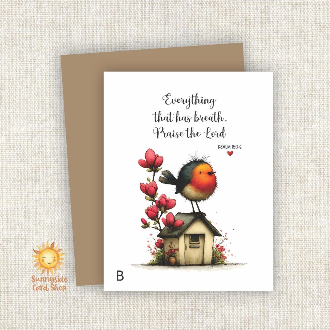 Bible Scripture Whimsy Bird, Psalm 150:6 Has Breath Praise Lord, (8 ...