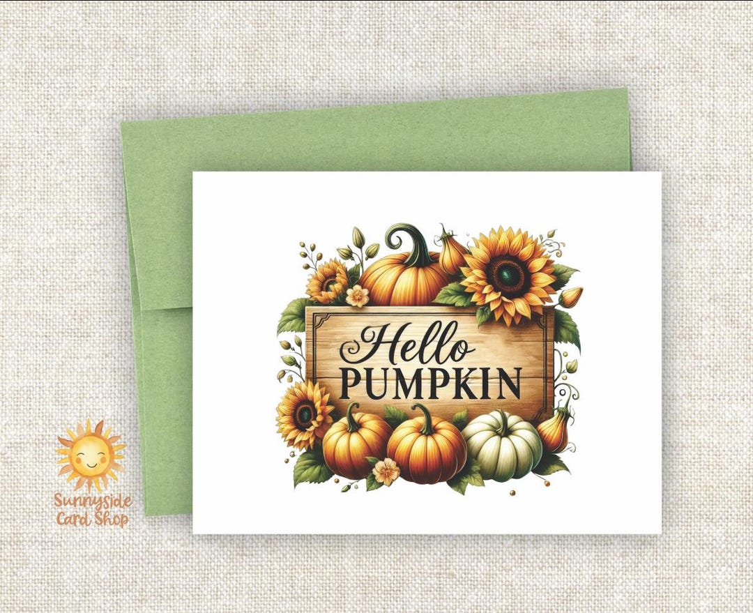 Hello Pumpkin Folded Card Set: Fall Harvest Greetings - Etsy