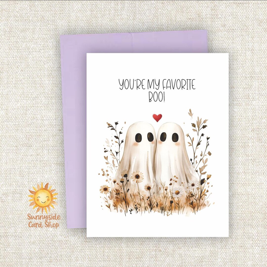 You're My Favorite Boo Card: Ghost Halloween Greeting Card With ...