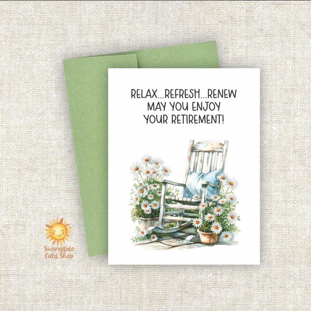 Retirement Rocking Chair Card: Daisy Flowers, Congratulations Note Card ...