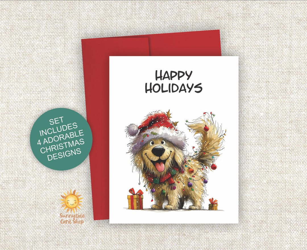 Paw-fect Christmas Furry Friends Golden Retriever Dogs What Tree? Santa ...