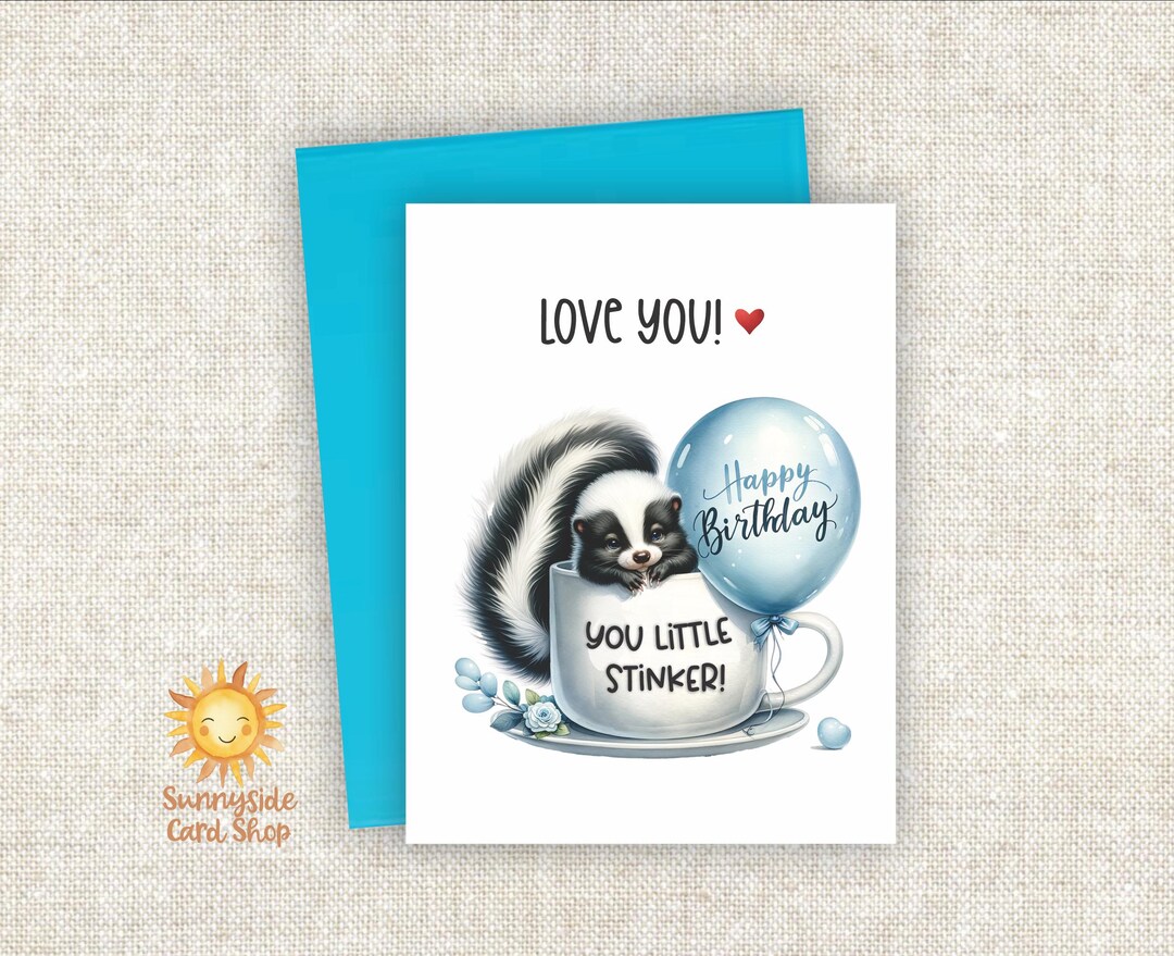 Personalized Skunk Birthday Card: Funny 'little Stinker' Greeting - Etsy