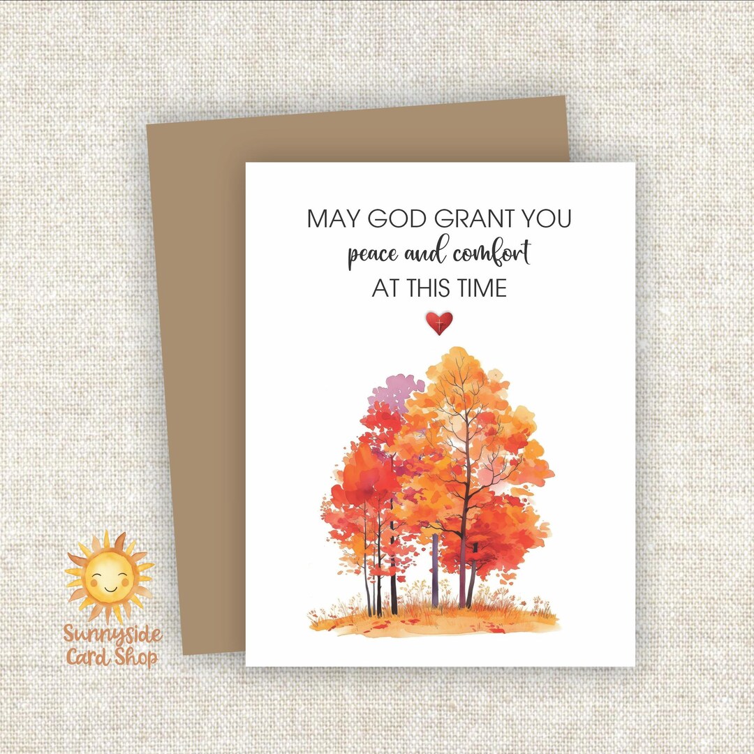 Watercolor Autumn Trees Sympathy Card: Heartfelt Condolences - Etsy