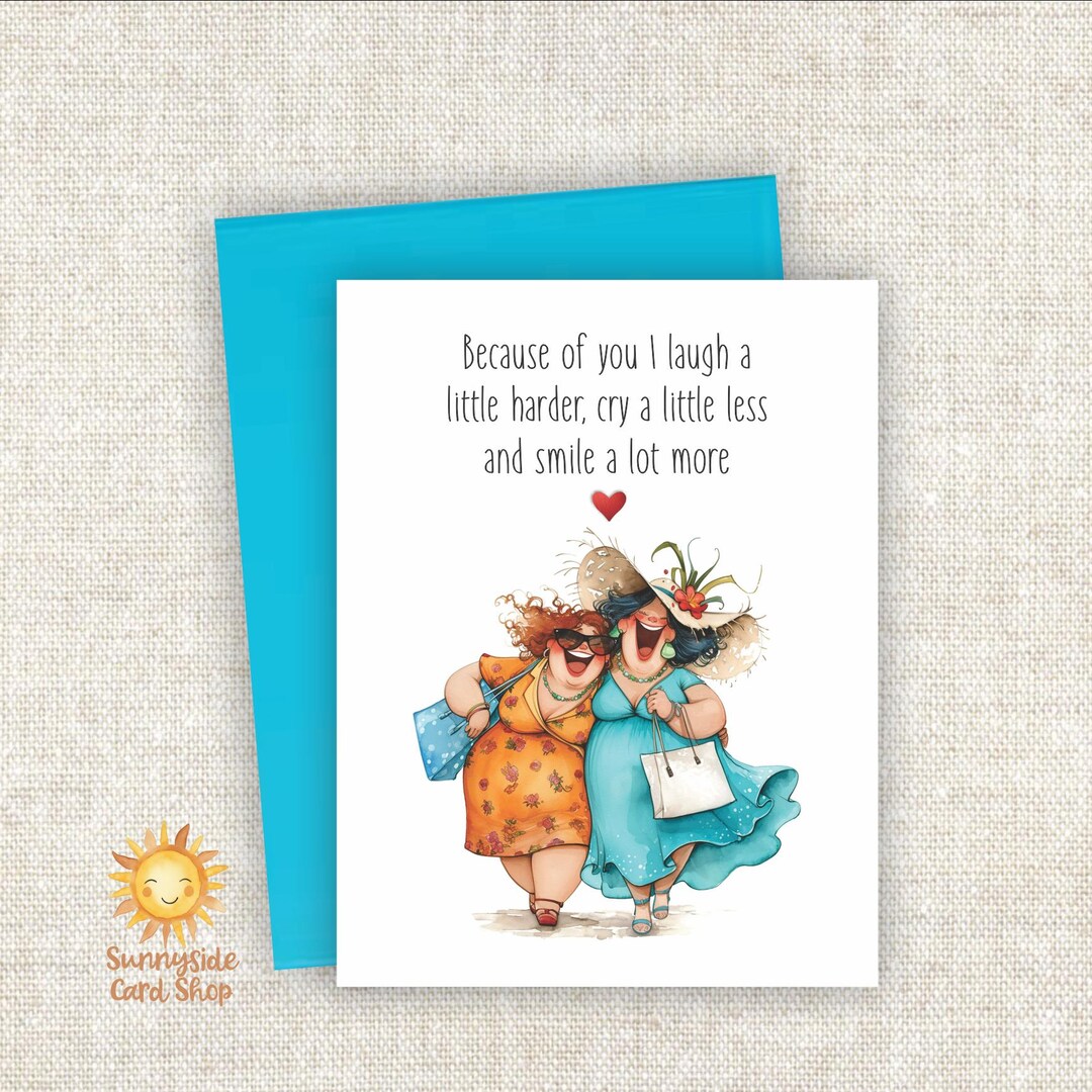Friendship Card - Laugh Harder, Cry Less - Friend Greeting Card - Etsy