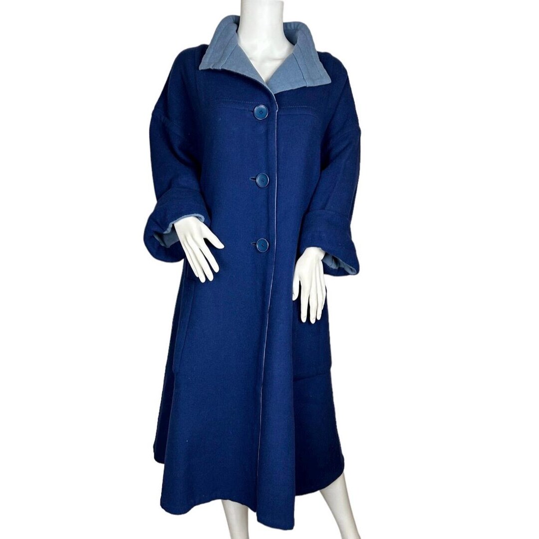 1970s Trapeze Coat, Royal Blue Swing Coat, Bellville Sassoon - Etsy