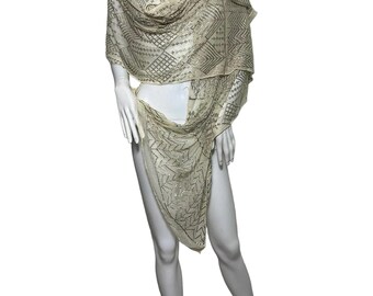 1920s Assuit Shawl Ecru With Gold Metal Embellishments Art Deco ...