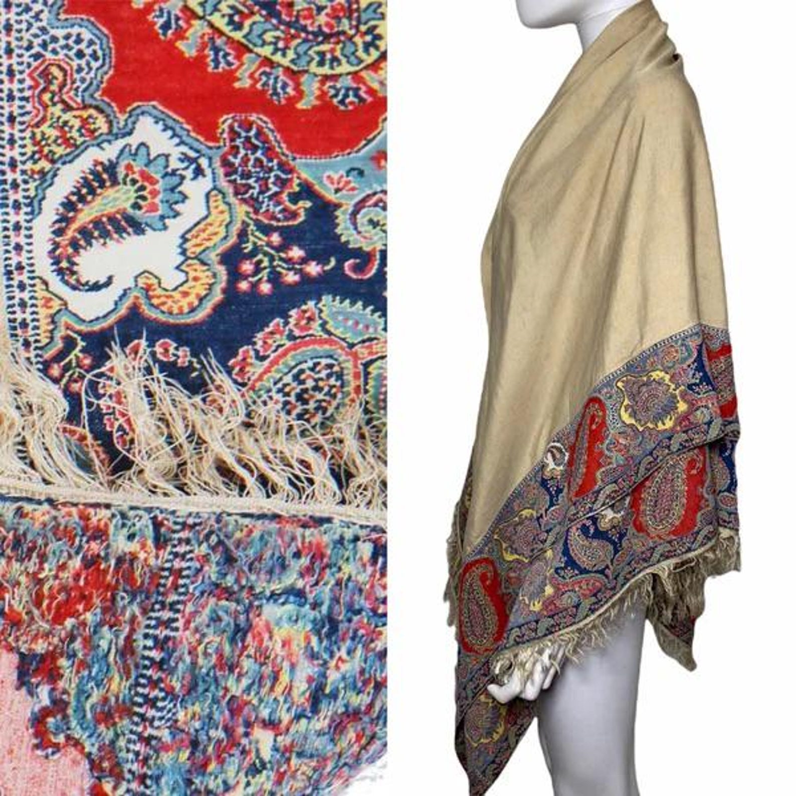 1830s Fold Over Shawl in Silk - Etsy