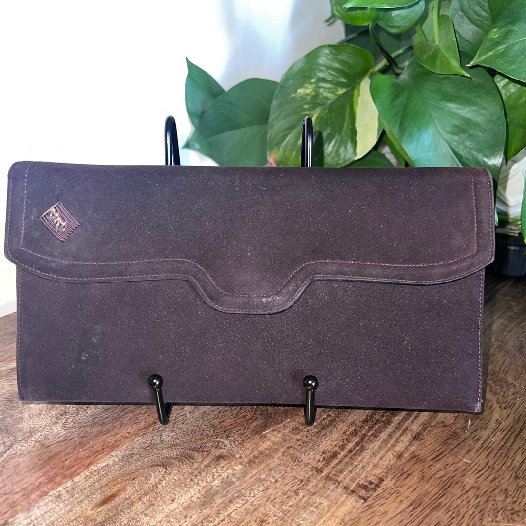 Dominic Romano Suede Clutch Bag Evening Purse Party Elegant Brown - Etsy
