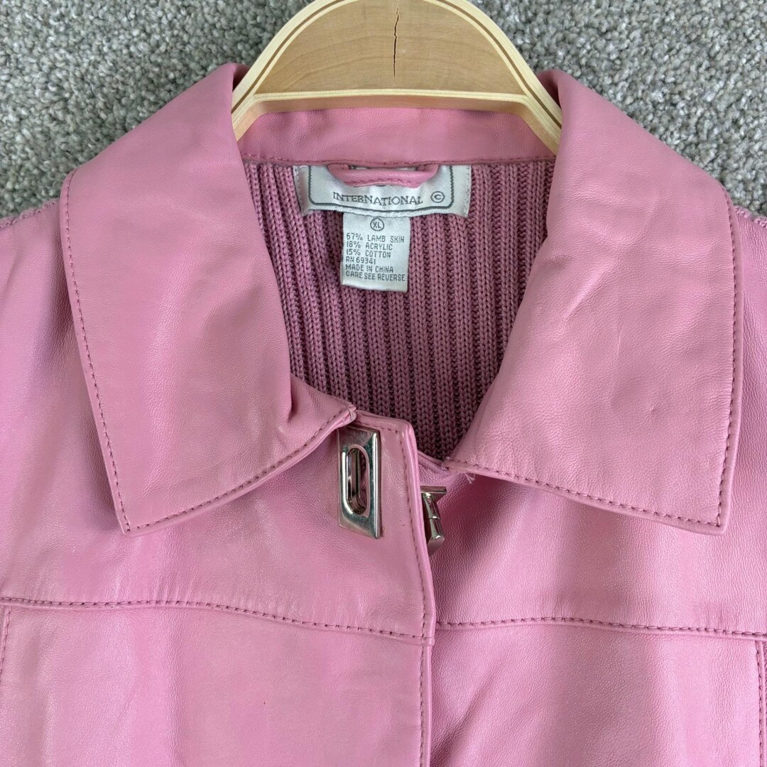 Vintage Lisa International Pink Leather Sleeveless Knit Turn Lock Women ...