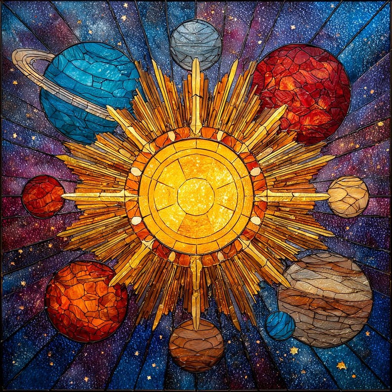 Planets Stained Glass Window Film | Custom Size, Frosted Pvc-free - Etsy