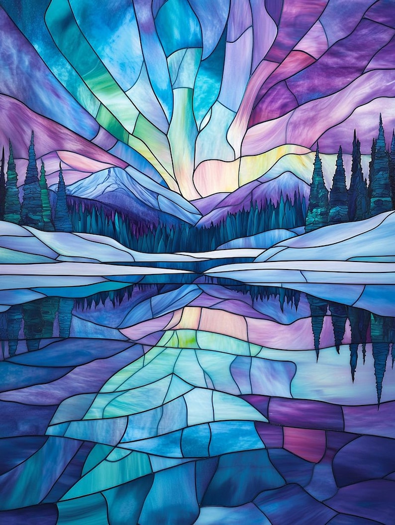 Northern Lights Stained Glass Window Film | Aurora Borealis Privacy ...