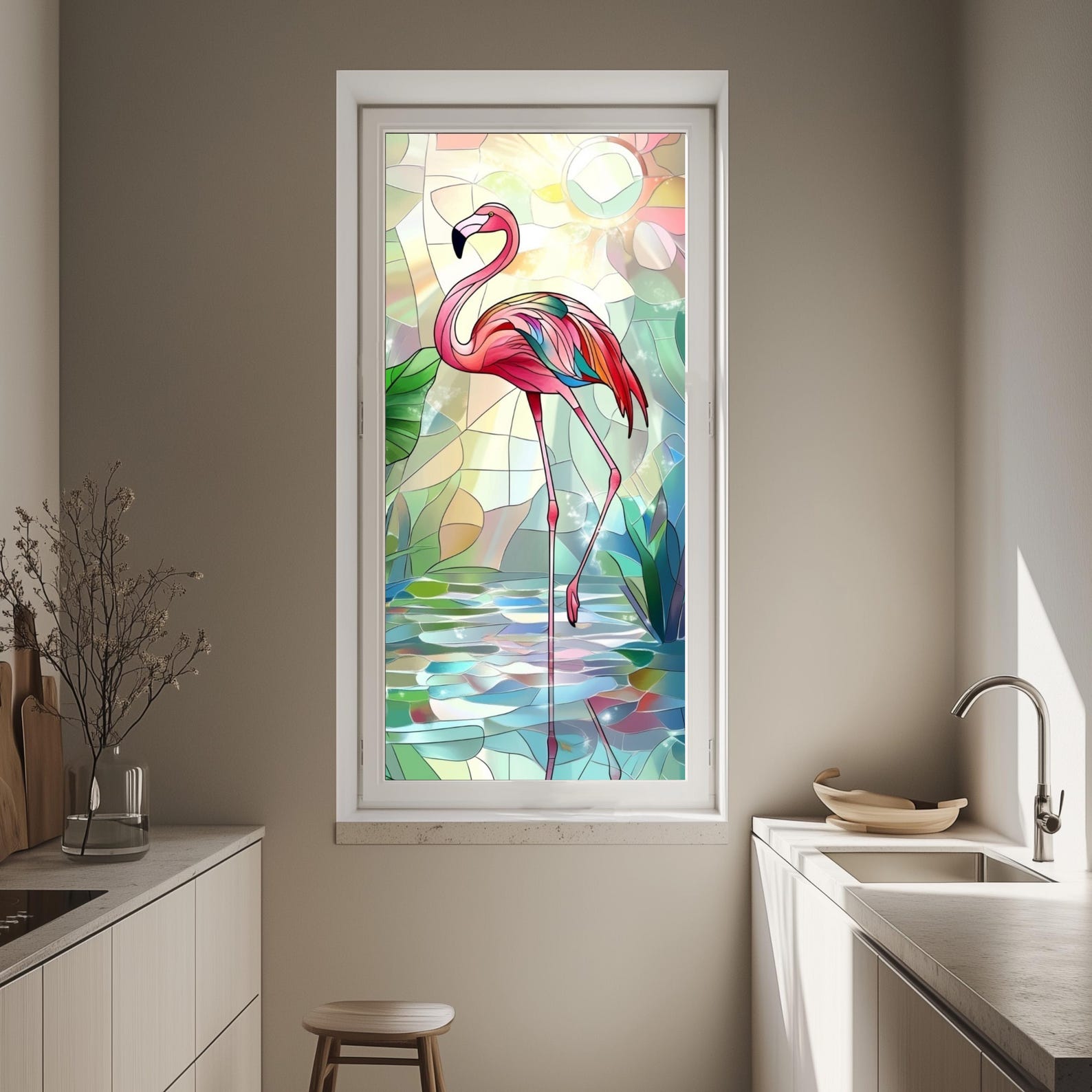 Stained Glass Window Door Film Frosted | PVC Free | Custom Size | Pink ...