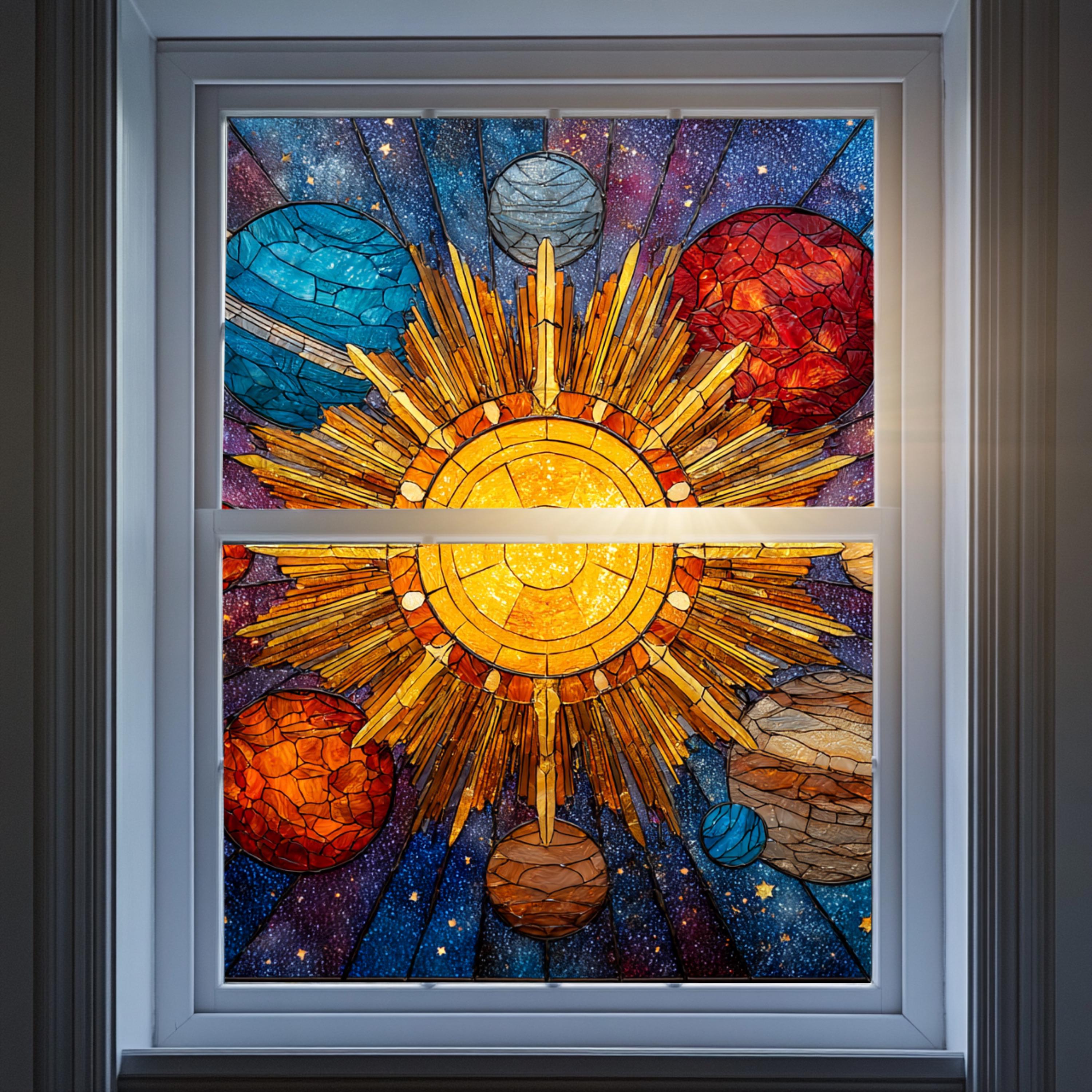Planets Stained Glass Window Film | Custom Size, Frosted Pvc-free - Etsy