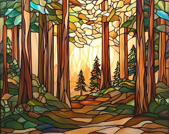 Birch Tree Stained Glass Window Film - Decorative Privacy Film for ...