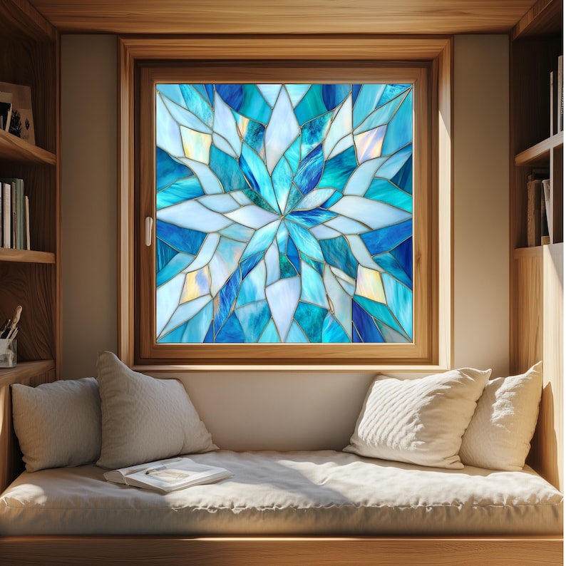 Snow Crystals Stained Glass Window Film | Privacy Decal, Reusable ...