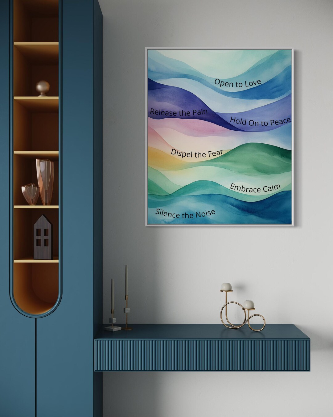 Calming Abstract Wall Art | Watercolor Waves Print | Motivational ...