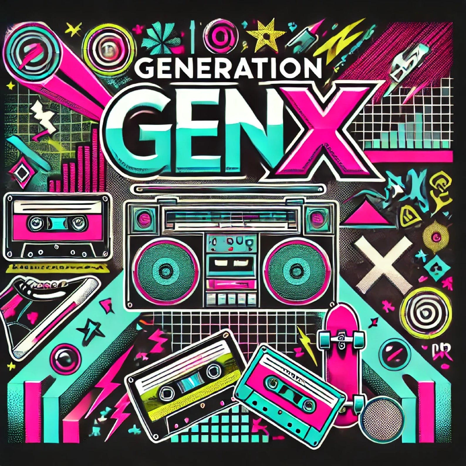 Gen X Clip Art Retro Digital Art for Printable 80s 90s Inspired Designs ...
