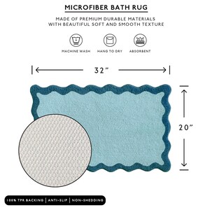 Nereida Bath Mat – Scalloped Design Microfiber Absorbent Non Slip Rug ...
