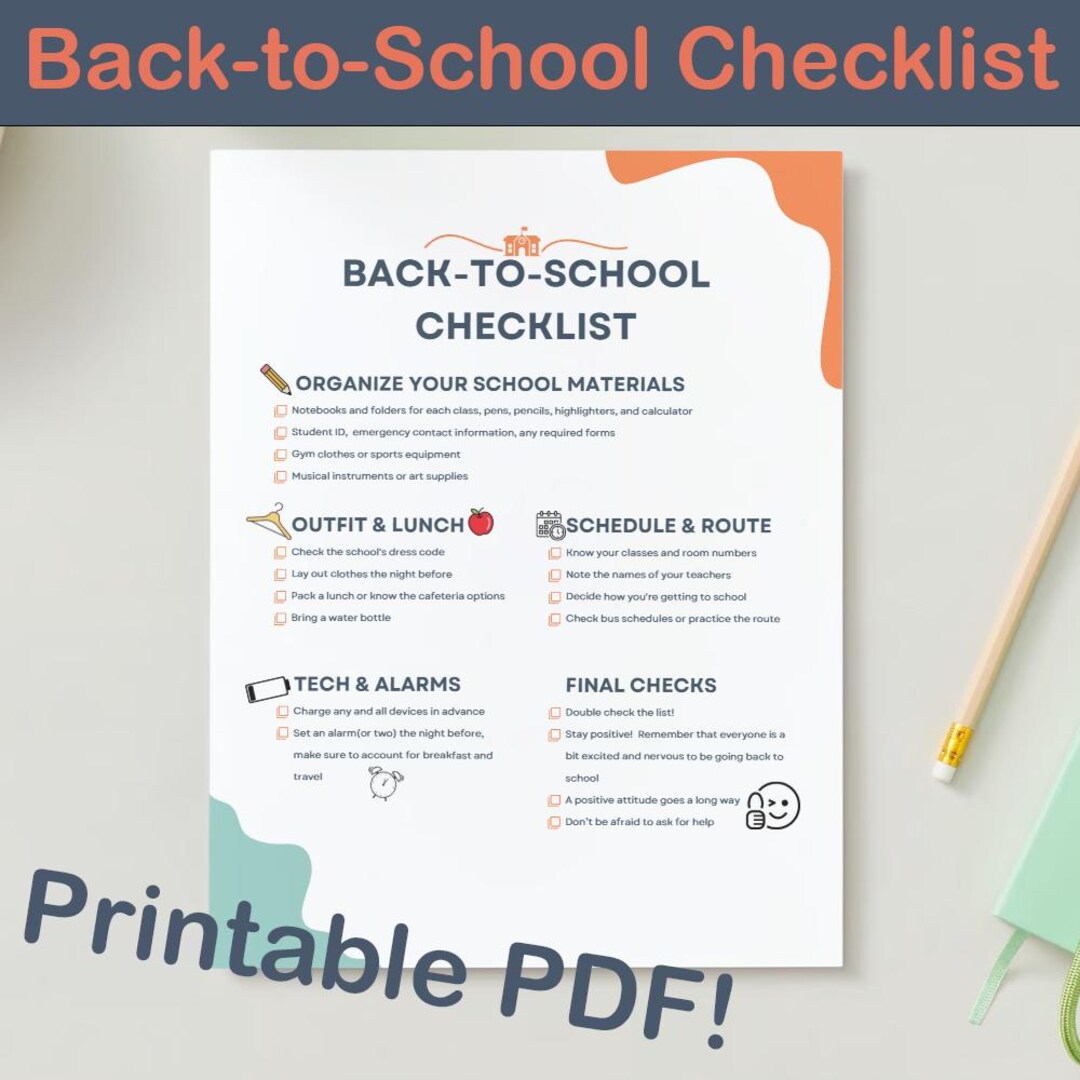 Printable Back-to-school Checklist - Etsy