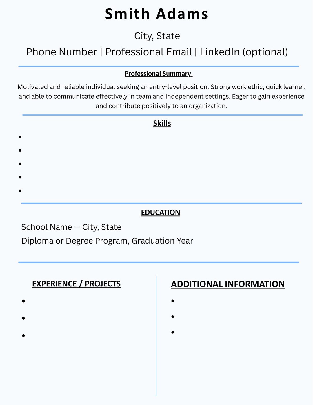 Non-experienced Simple Resume | Digital Download | Instant Delivery to ...