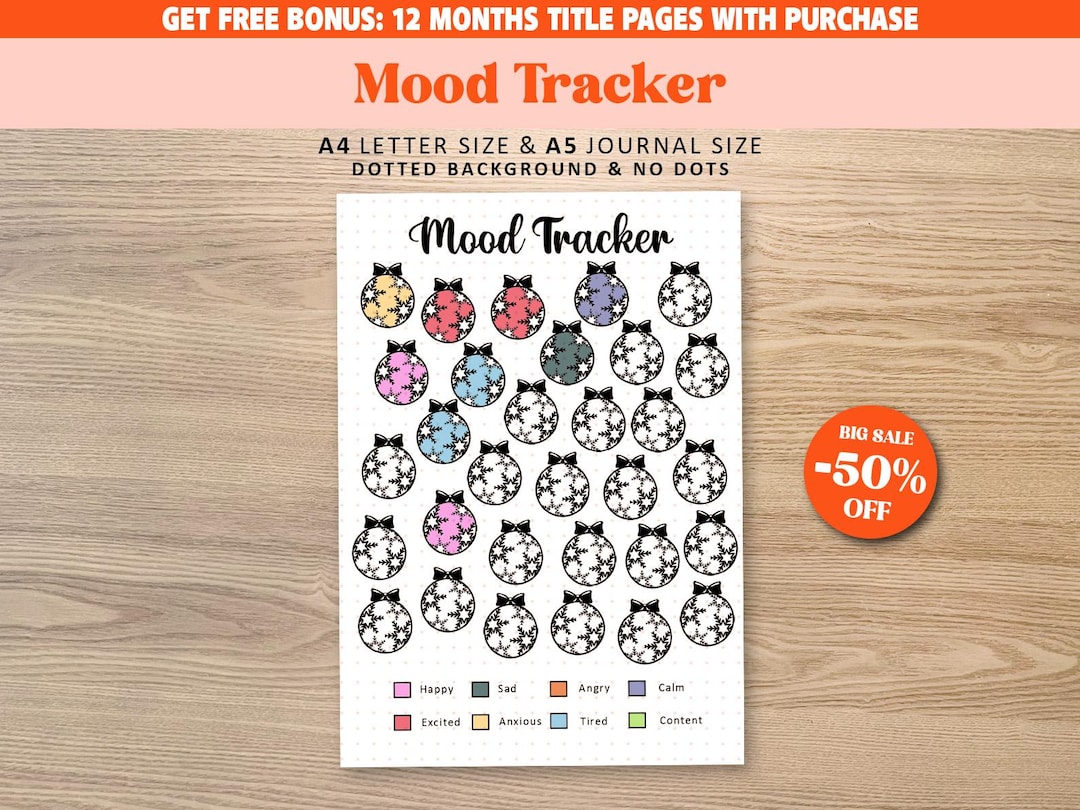 Christmas MOOD TRACKER, Printable Journal Page, Planner Page, Emotions ...
