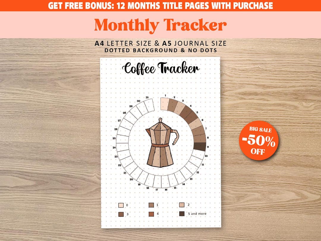 Coffee TRACKER, Printable Journal Page, Planner Page, Emotions Tracker ...