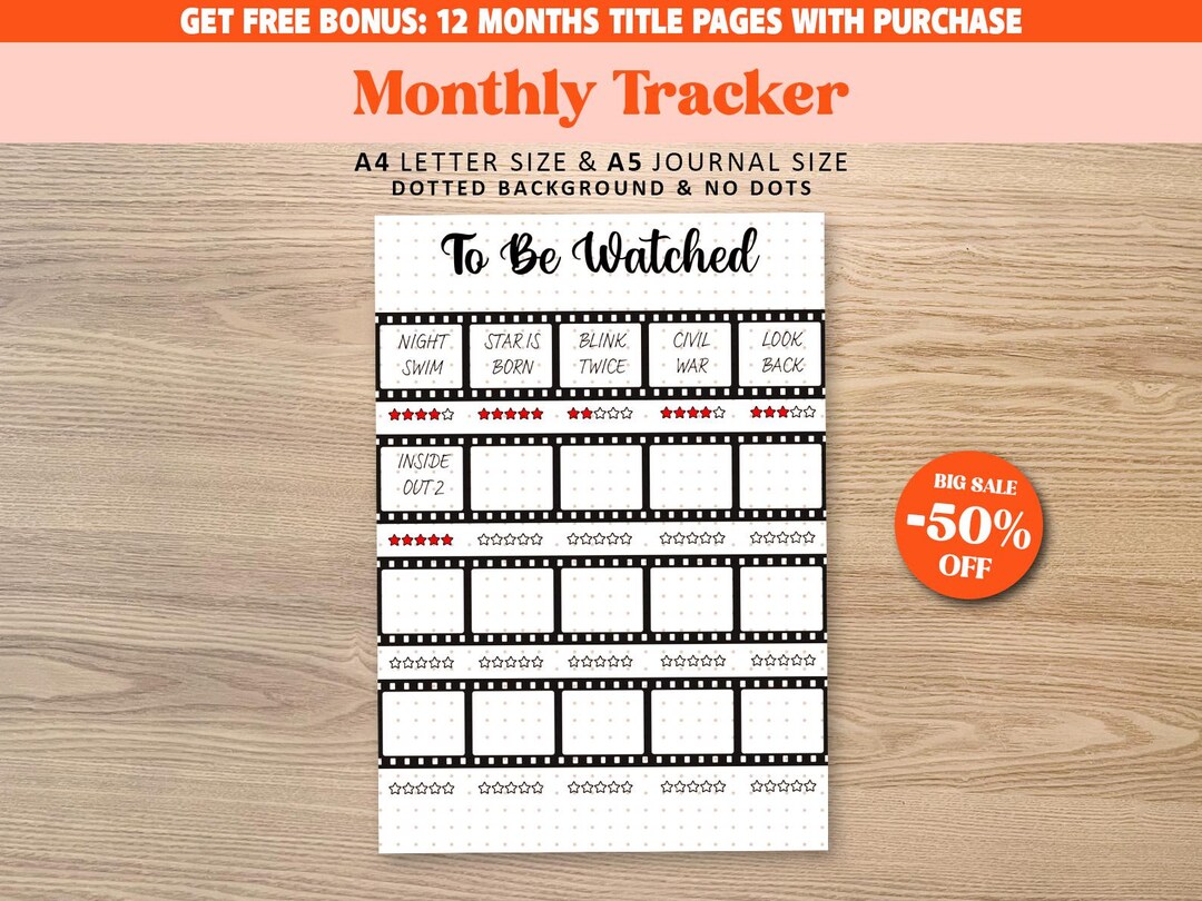 To Be Watched TRACKER, Printable Journal Page, Planner Page, Emotions ...